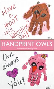 Sweet Handprint Valentine's Day Owl Cards With Fun Owl Sayings