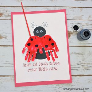 Printable Ladybug Handprint Template with Moveable Wings - Card Idea