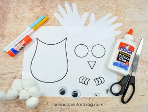 Handprint Snowy Owl Craft With Printable - Fun Handprint Art
